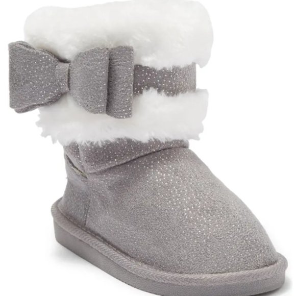 bebe | Shoes | Bebe Shimmer Microsuede Faux Fur Trimmed Winter Boot ...
